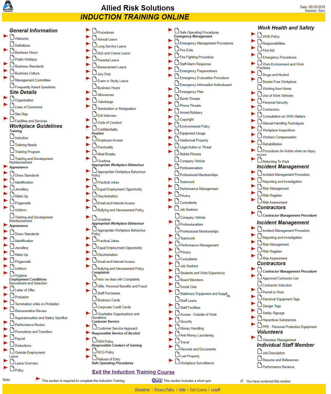 Staff Induction Training - Allied Risk Solutions